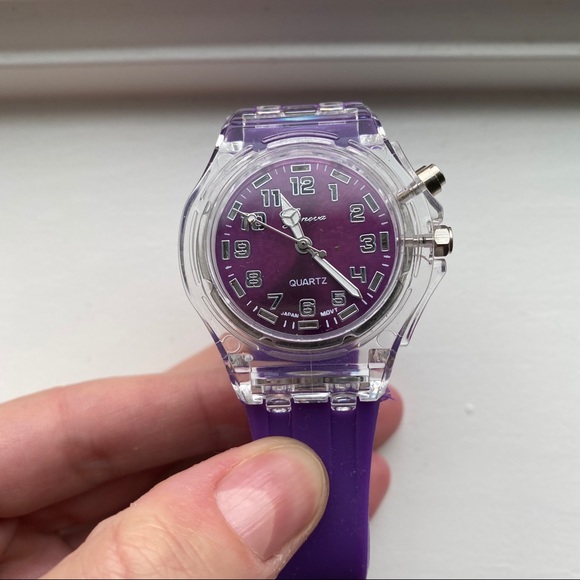 Geneva | Accessories | Retro Geneva Clear Plastic Purple Rubber Watch ...